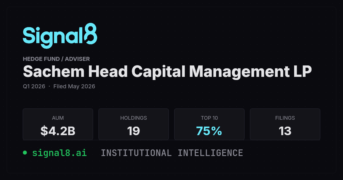 Sachem Head Capital Management LP 13F Holdings, AUM & Portfolio ...